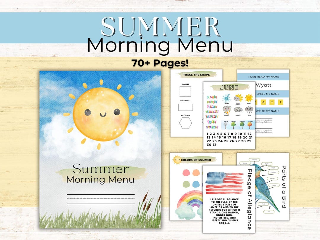Summer Morning Menu | Morning Menu Bundle | Morning Basket | Charlotte ...