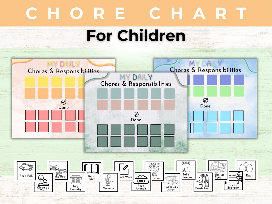 Chore Chart for Children | Preschool Chore Chart | Responsibilities ...