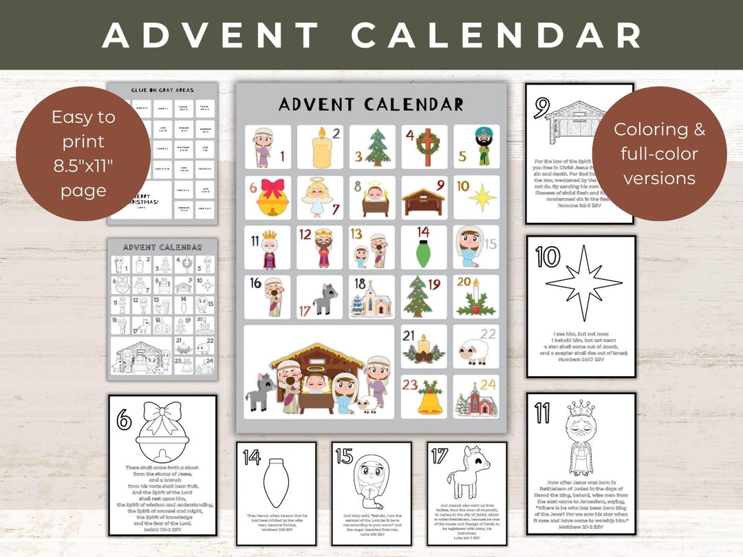 Printable Advent Calendar | Coloring Advent Calendar | Christmas ...