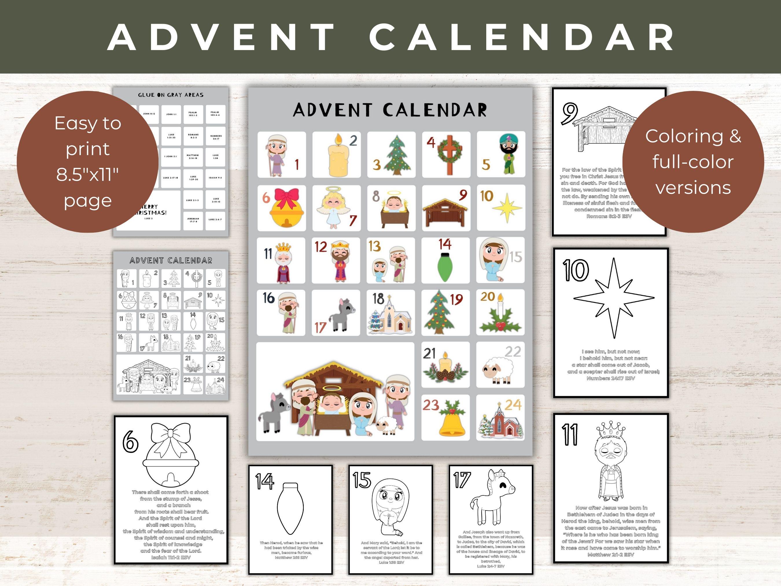 Printable Advent Calendar | Coloring Advent Calendar | Christmas ...