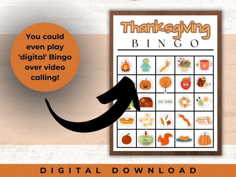 Thanksgiving Bingo | 30 Unique Bingo Cards | PDF JPG PNG | Thanksgiving ...