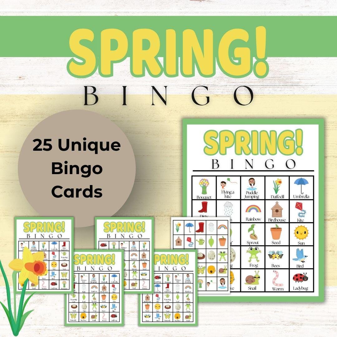 Spring Bingo Game: Kids Party, Classroom Activity (PDF Download) - Etsy