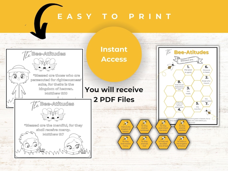 Beatitudes Coloring Pages: Bible Verse Activity (PDF Download) - Etsy