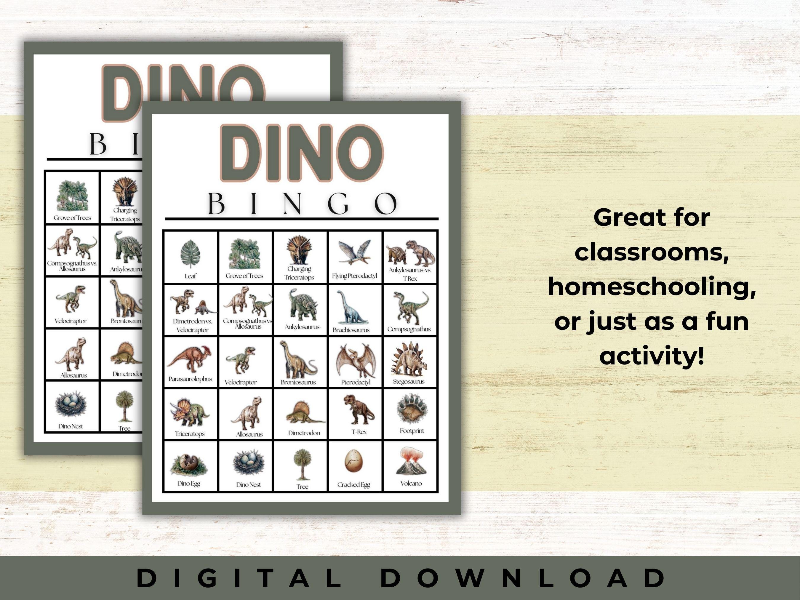 Dinosaur Bingo | Dino | Dinosaur Game | 25 Bingo Cards | Dinosaur ...