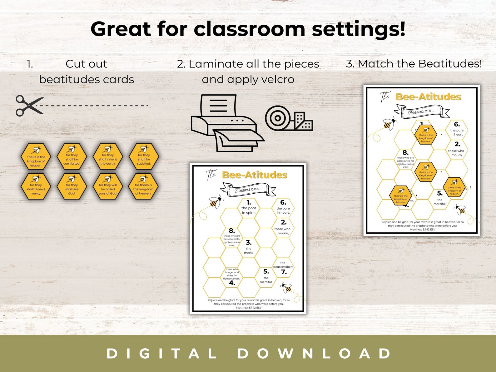 Beatitudes Kids Activity | Coloring Pages | Printable Bible Verse Game ...