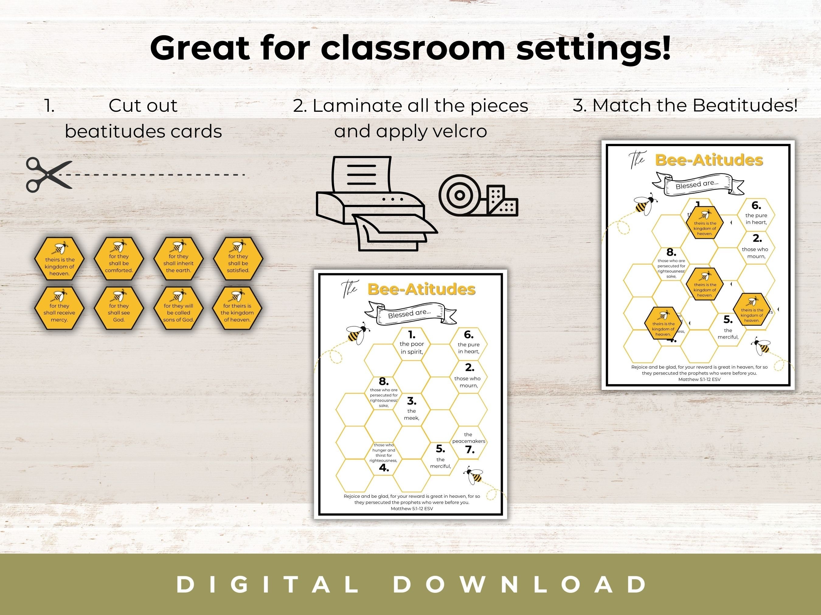 Beatitudes Kids Activity | Coloring Pages | Printable Bible Verse Game ...