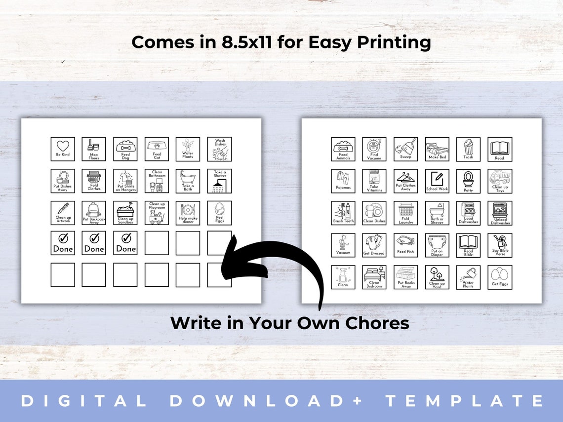 Chore Chart for Children Chore Chart Responsibilities Chart Kids Daily ...