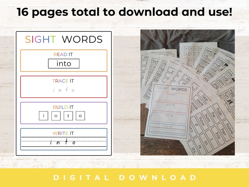 Printable Sight Words: Fry's 100 List, Read Trace Build Write (PDF) - Etsy
