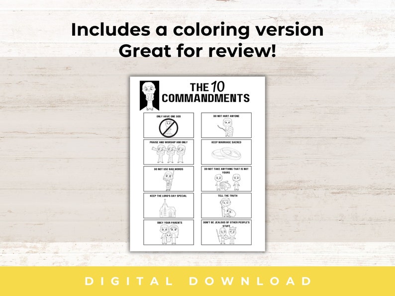 10 Commandments Printable | Bible Printable | 10 Commandments Coloring ...
