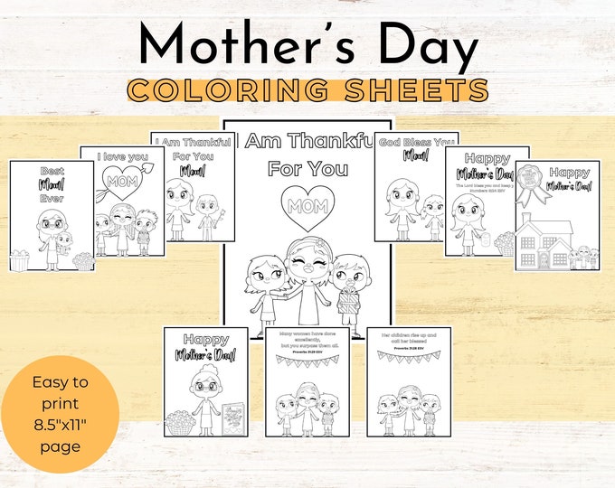 Mother's Day Coloring Pages With Bible Verses, Children's Church ...