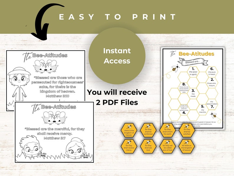 Beatitudes Kids Activity | Coloring Pages | Printable Bible Verse Game ...