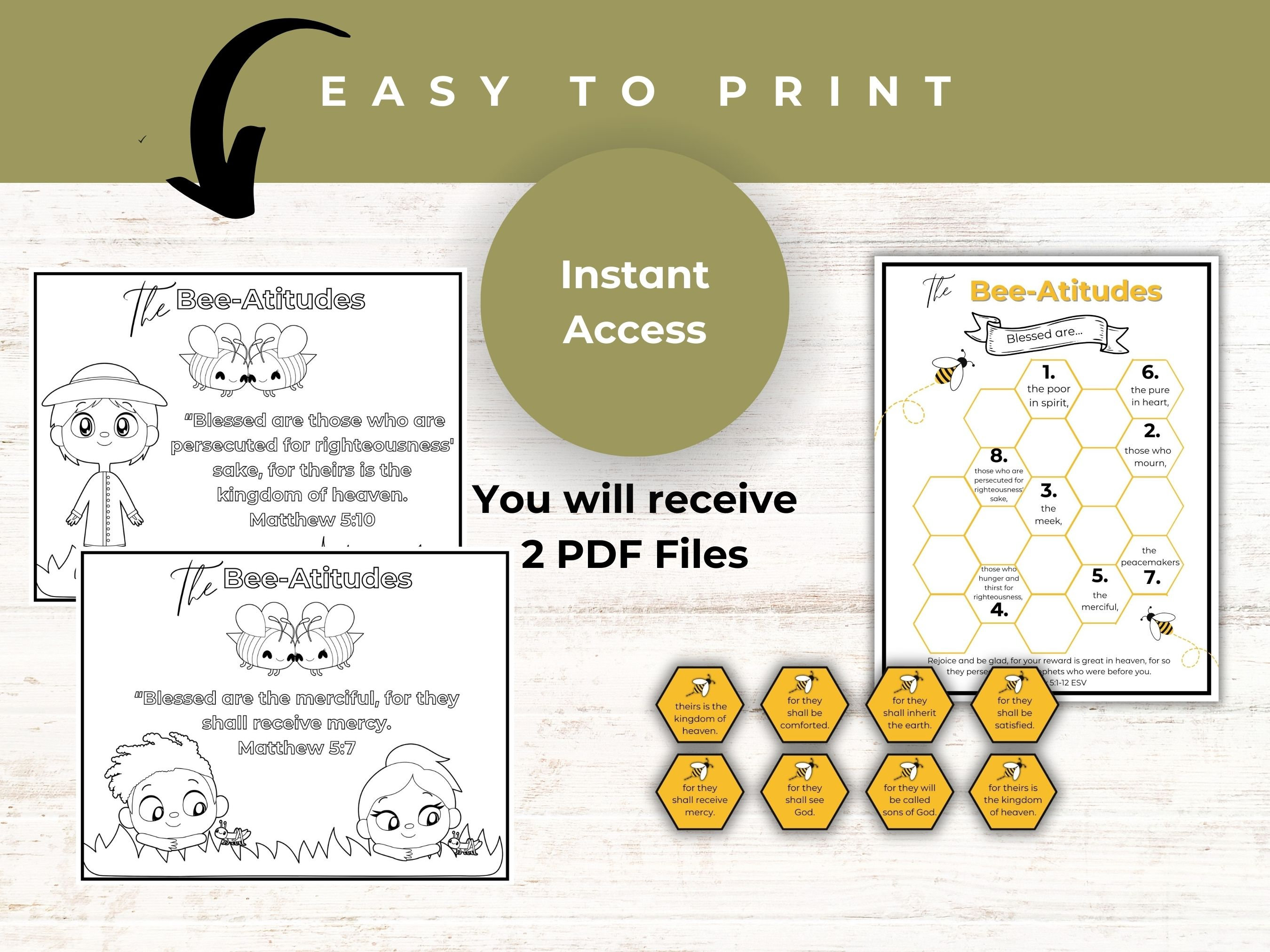 Beatitudes Kids Activity Coloring Pages Printable Bible Verse Game ...
