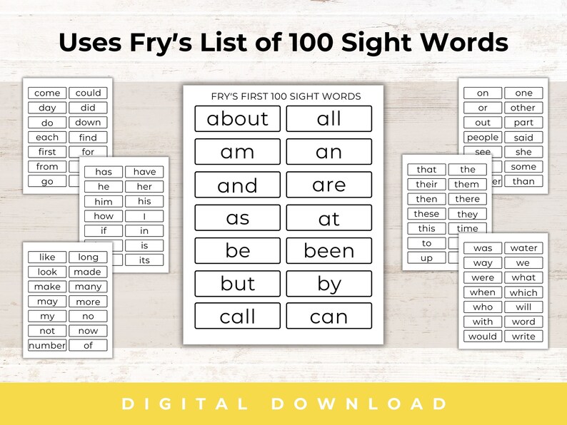 Kindergarten Sight Words | Sight Word Practice | 100 Printable Sight ...