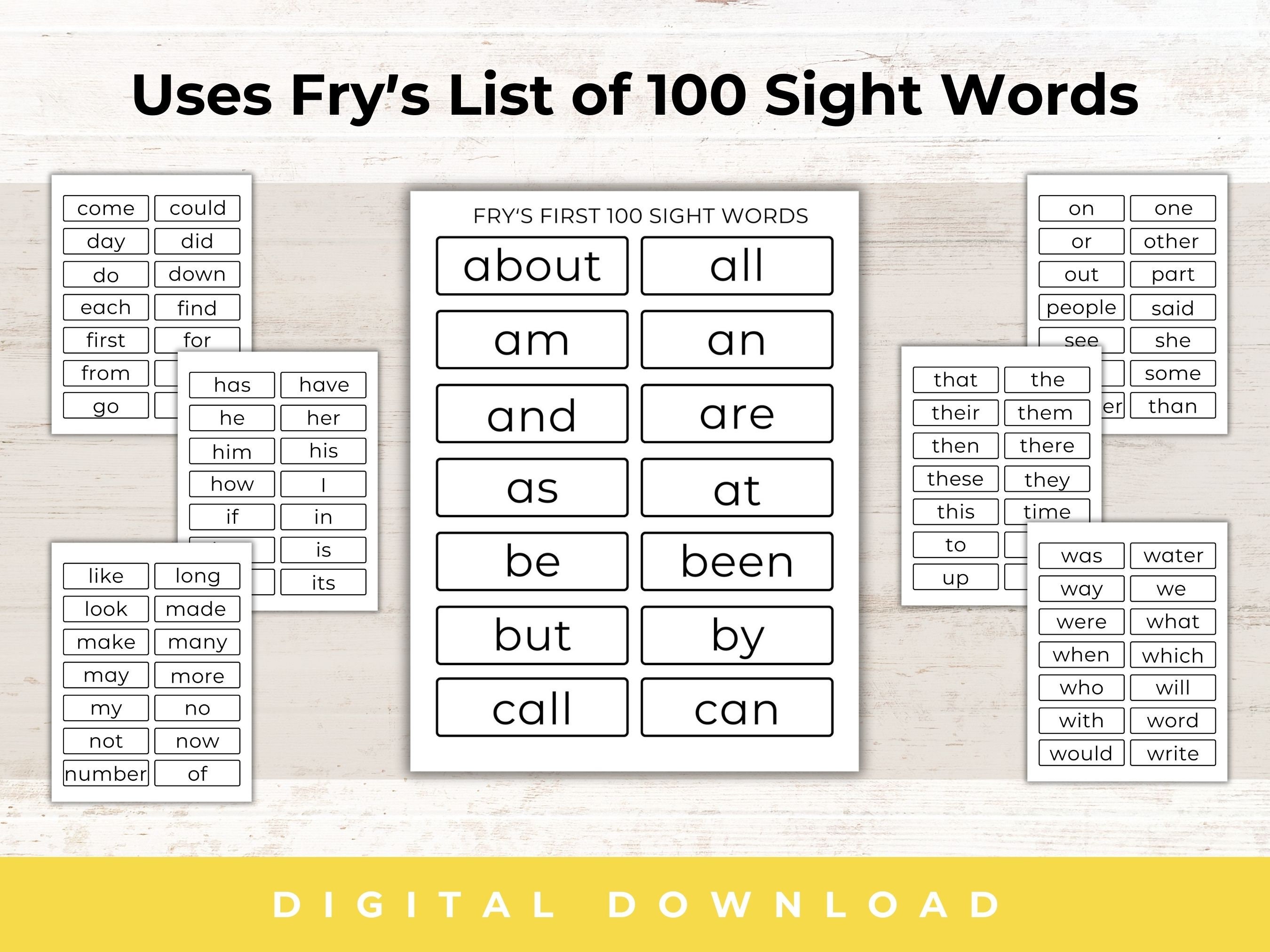 Kindergarten Sight Words | Sight Word Practice | 100 Printable Sight ...