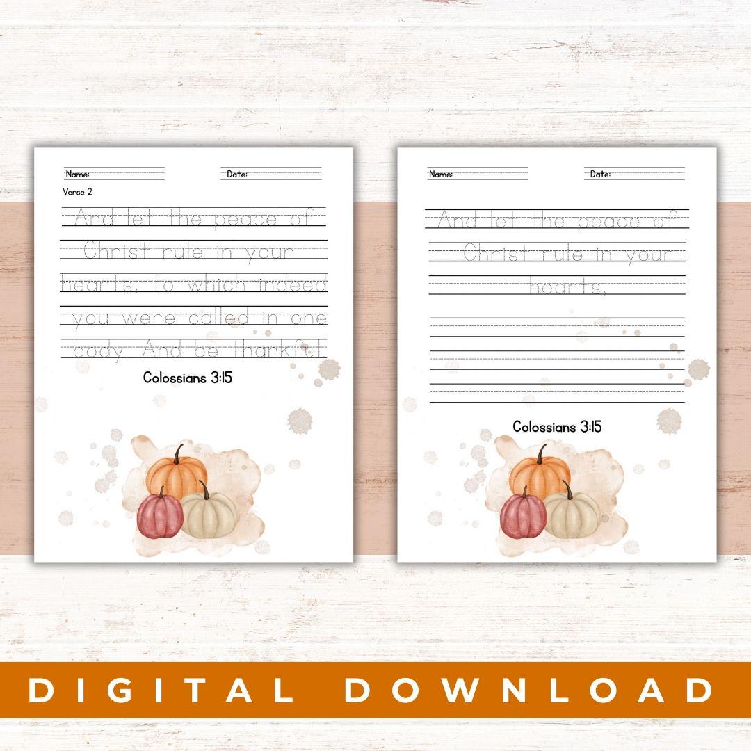 Thanksgiving Bible Verses for Kids | Bible Handwriting | - Etsy