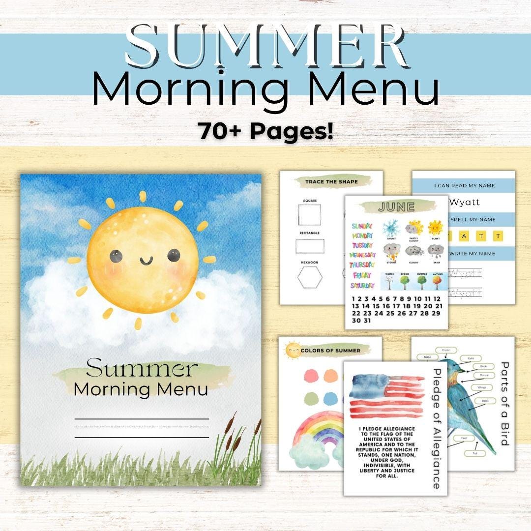 Summer Morning Menu | Morning Menu Bundle | Morning Basket | Charlotte ...