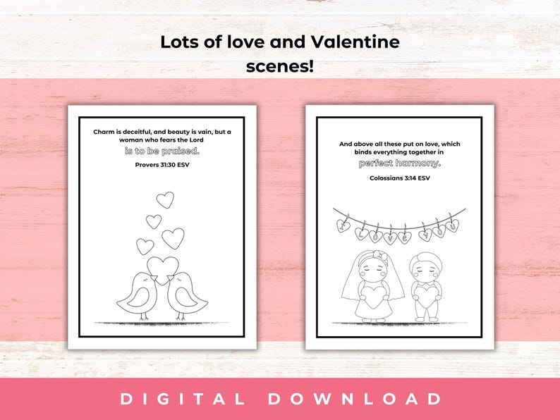 Love Coloring Pages: Bible Verse, Valentine's Day (PDF) - Etsy