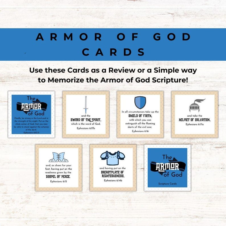 Armor of God Cards: Bible Lesson Activity (printable) - Etsy