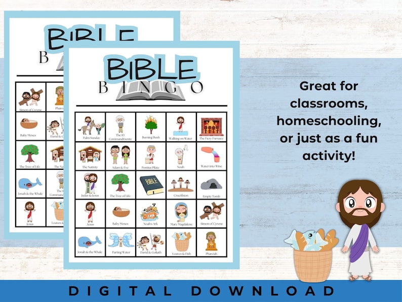 Bible Story Bingo: 30 Unique Cards (PDF Download) - Etsy