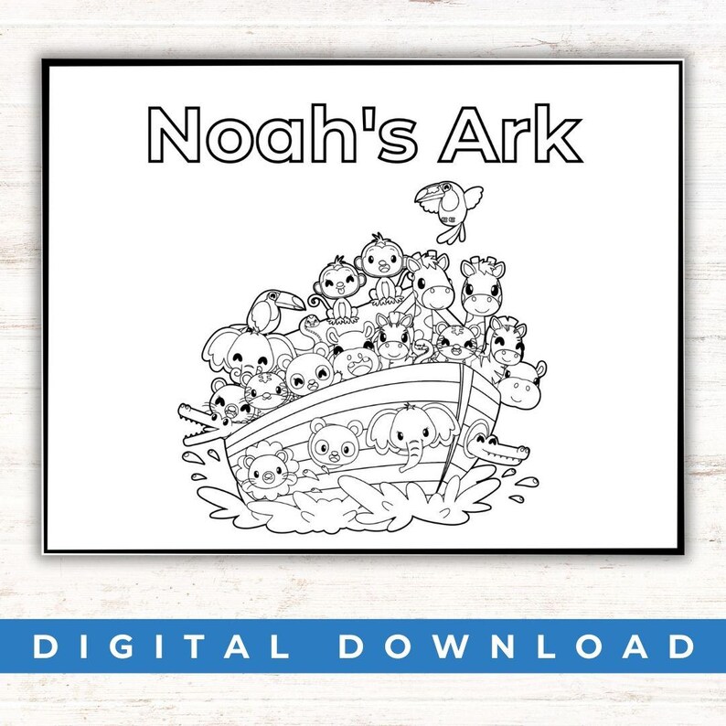 Noah's Ark Coloring Pages: Sunday School Bible Story (PDF Download) - Etsy