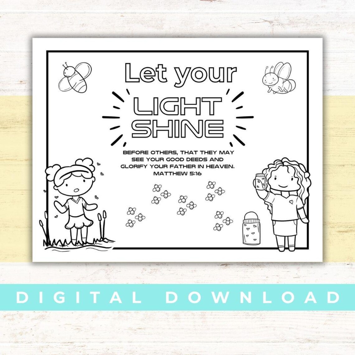 Let Your Light Shine Coloring Page | Matthew 5:16 (PDF) - Etsy