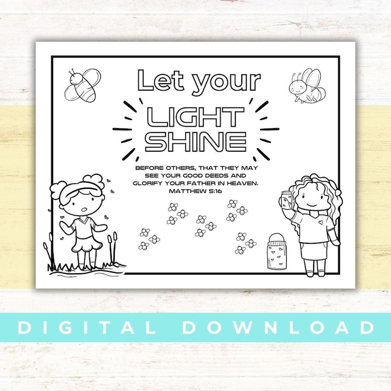 Let Your Light Shine Coloring Page | Matthew 5:16 | Sunday School ...