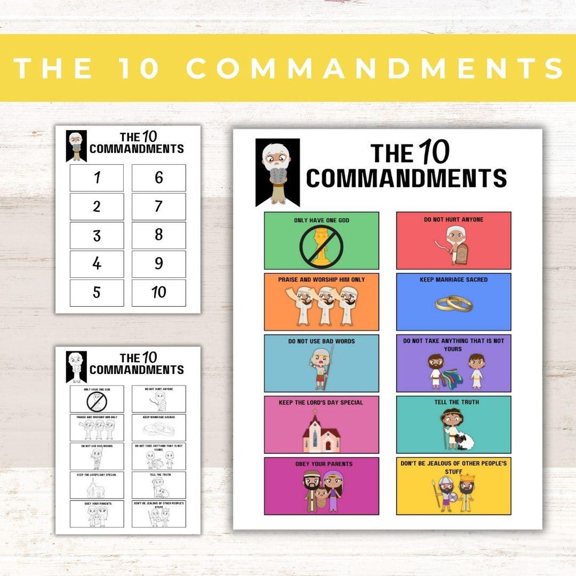 10 Commandments Printable | Bible Memory Game (PDF Download) - Etsy