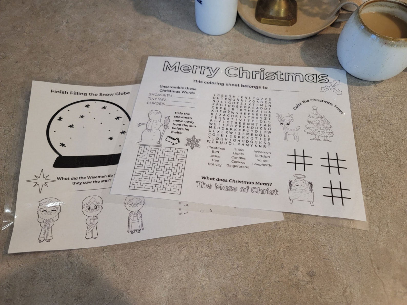 Kids Christmas Activity Printable Placemat | Christmas Coloring ...