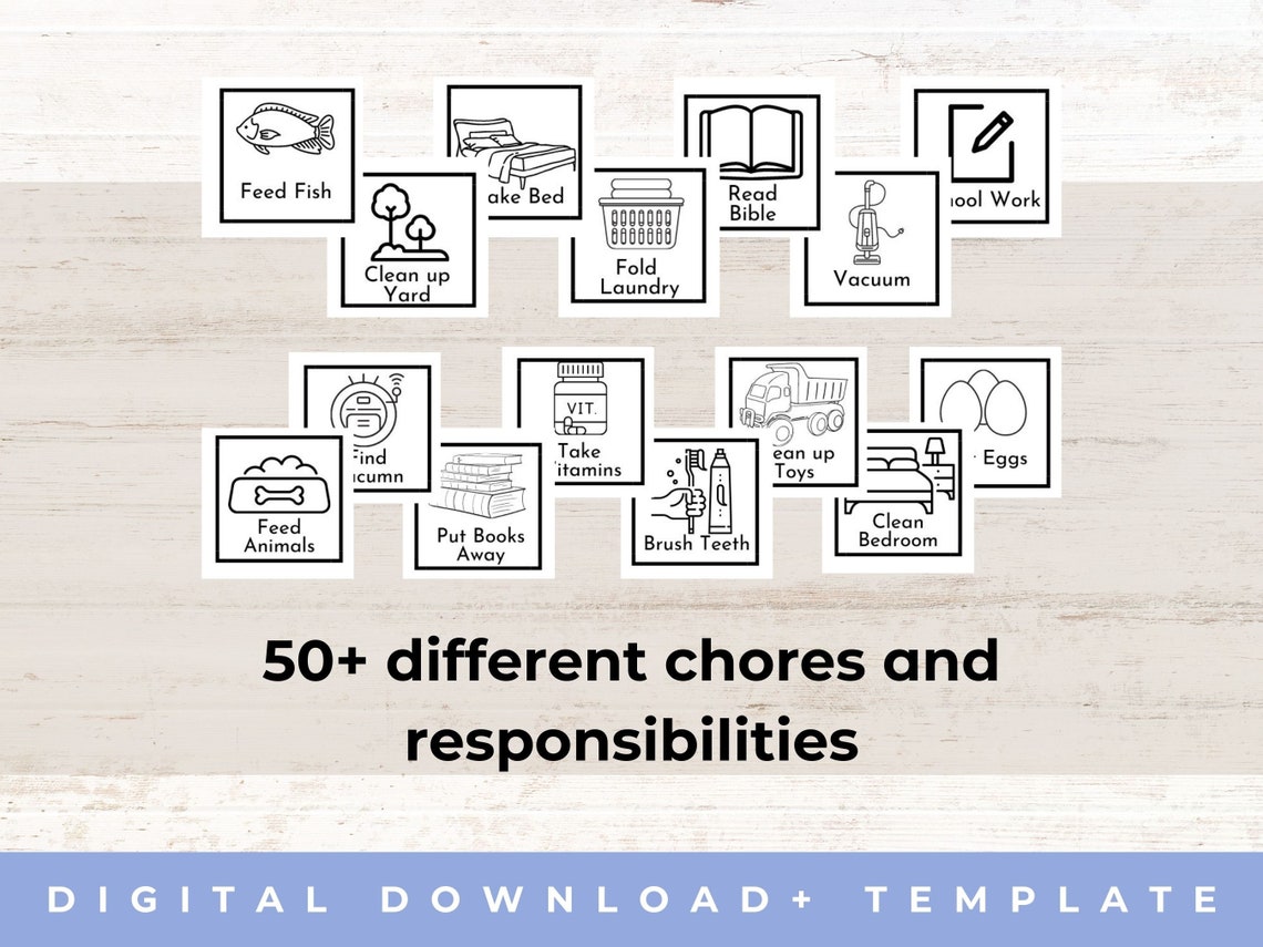 Chore Chart for Children Chore Chart Responsibilities Chart Kids Daily ...