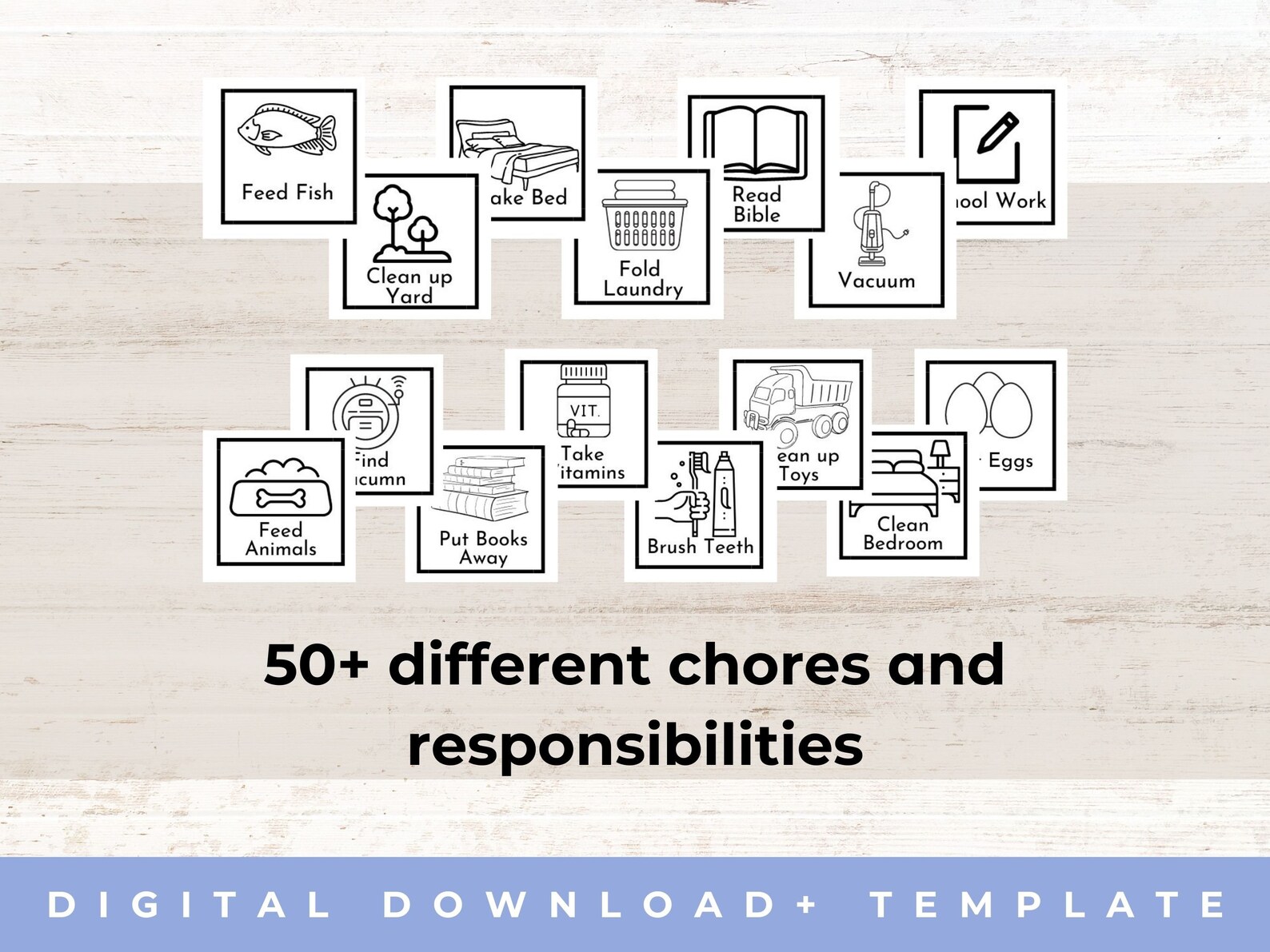 Chore Chart for Children Chore Chart Responsibilities Chart Kids Daily ...
