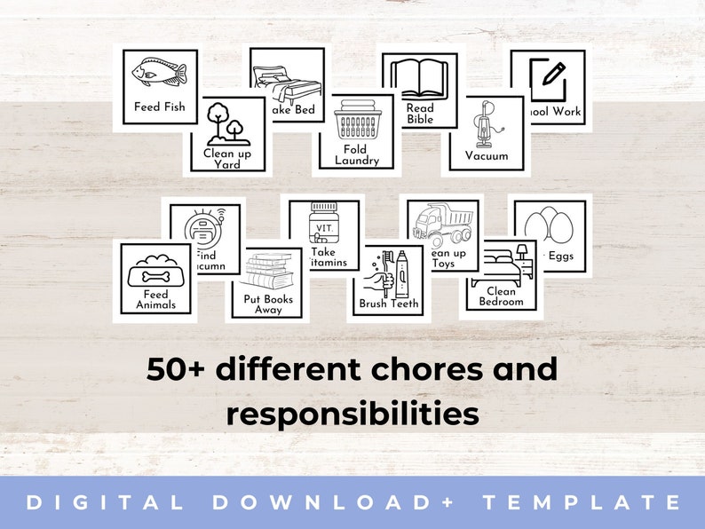 Chore Chart for Children Chore Chart Responsibilities Chart Kids Daily ...