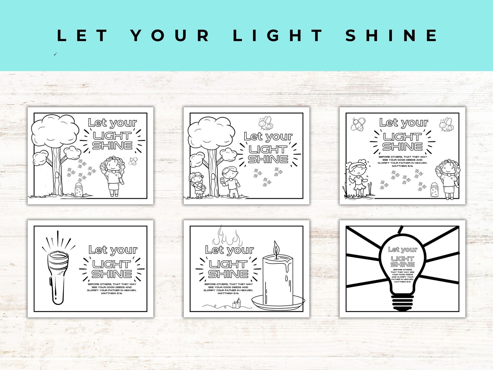 Let Your Light Shine Coloring Page | Matthew 5:16 | Sunday School ...