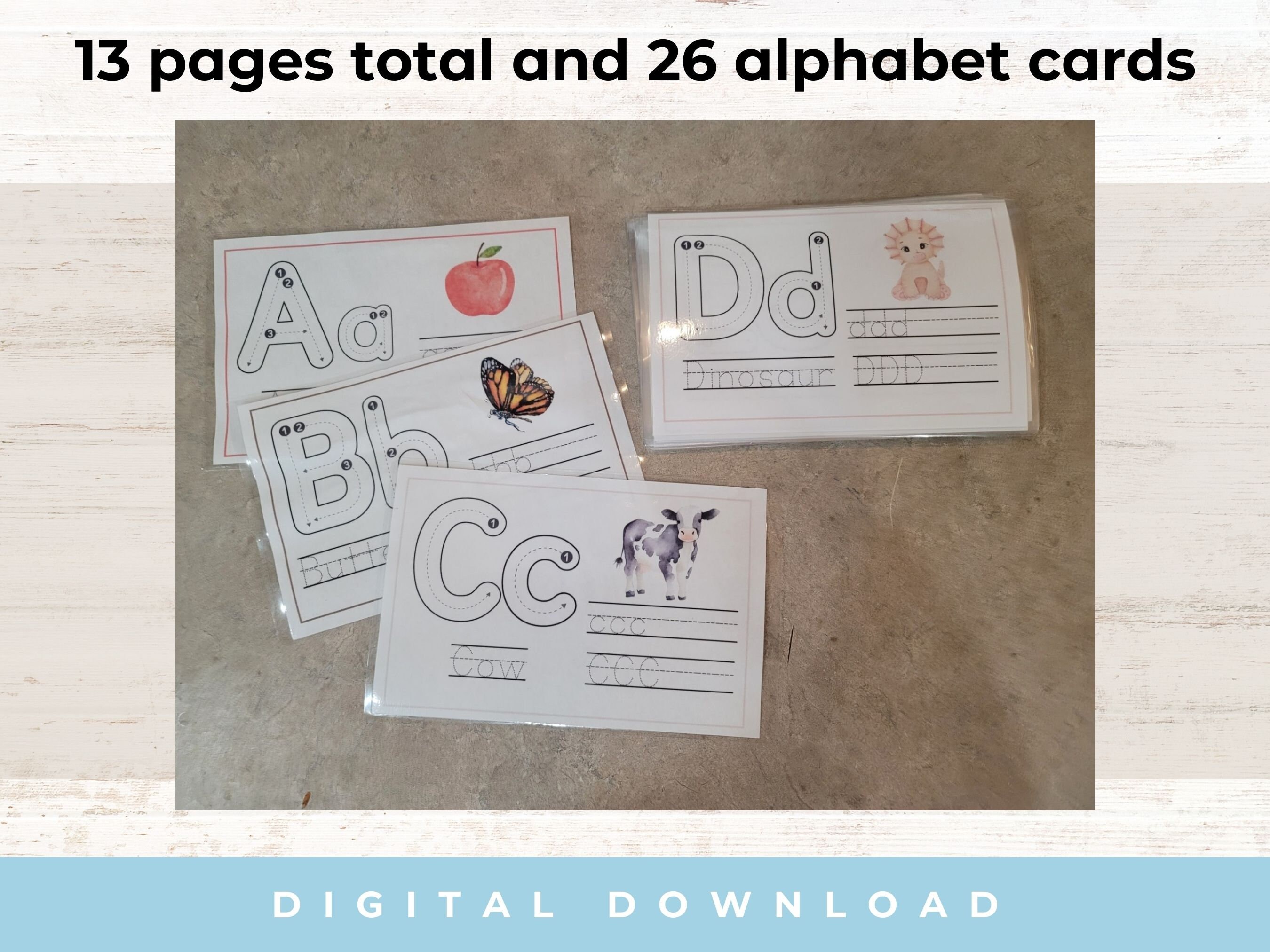 Alphabet Flashcards ABC Cards Jumbo Tracing Cards Play Dough Mats ...