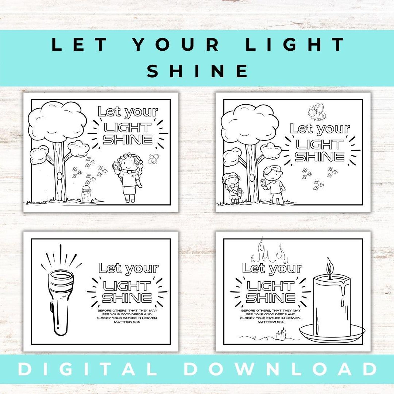 Let Your Light Shine Coloring Page | Matthew 5:16 (PDF) - Etsy