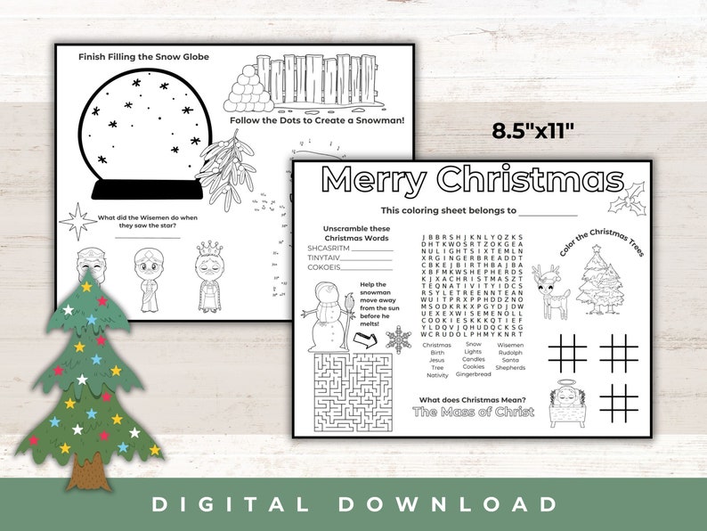 Kids Christmas Activity Printable Placemat | Christmas Coloring ...