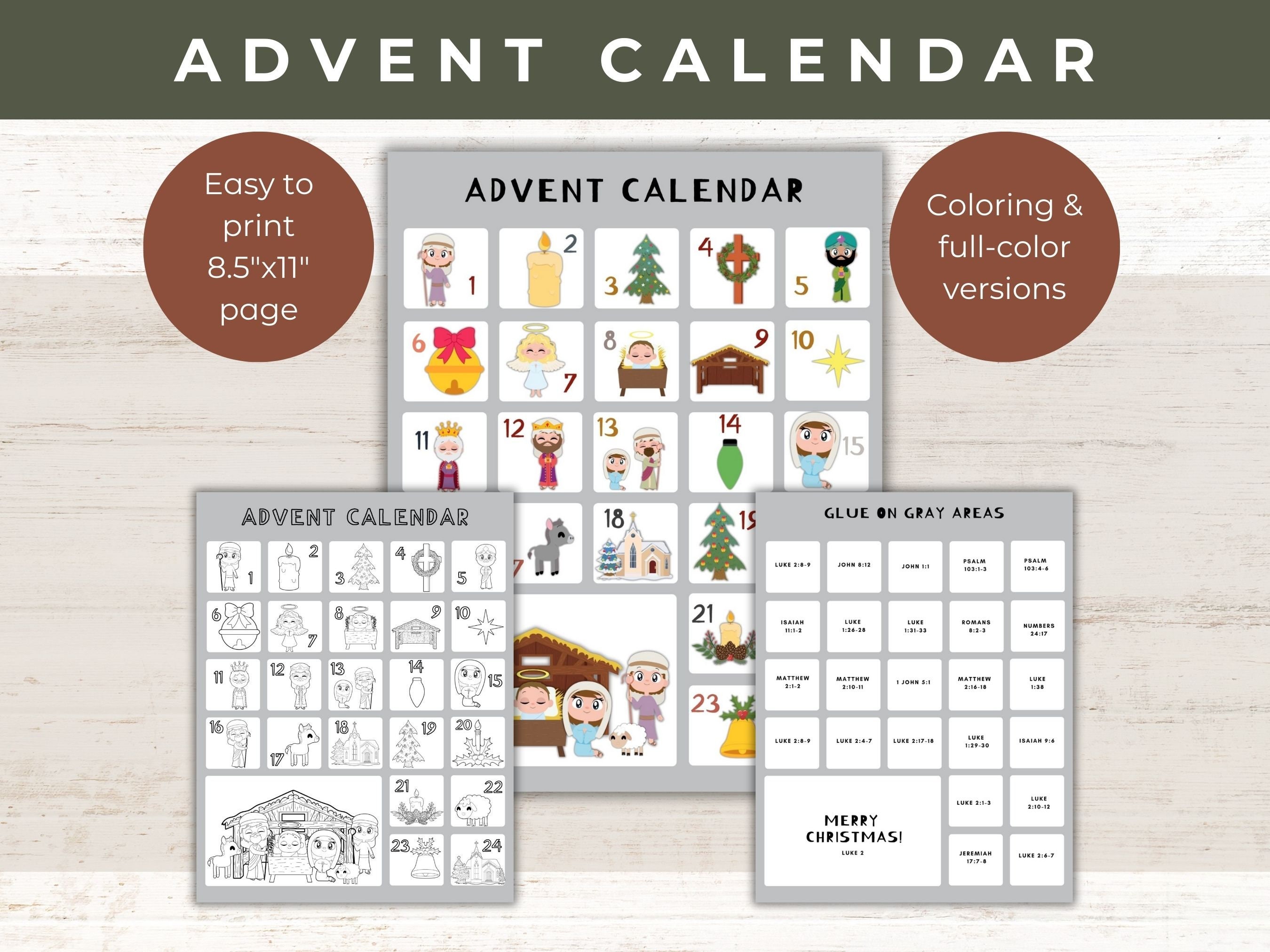 Printable Advent Calendar Coloring Advent Calendar Christmas Coloring ...
