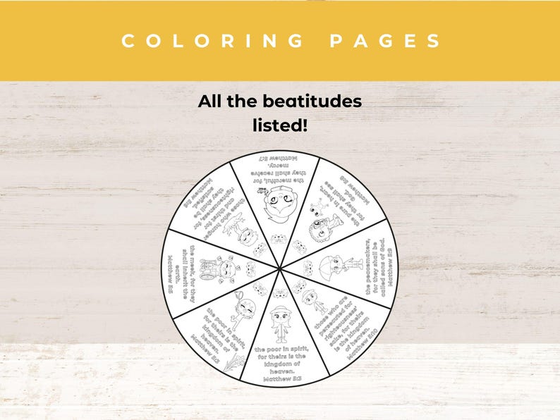 Beatitudes Coloring Wheel | Spinner Craft | Printable Bible Verse ...