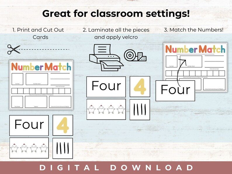 Numbers 1-10 Matching Number Sense Counting Activity Preschool Math ...