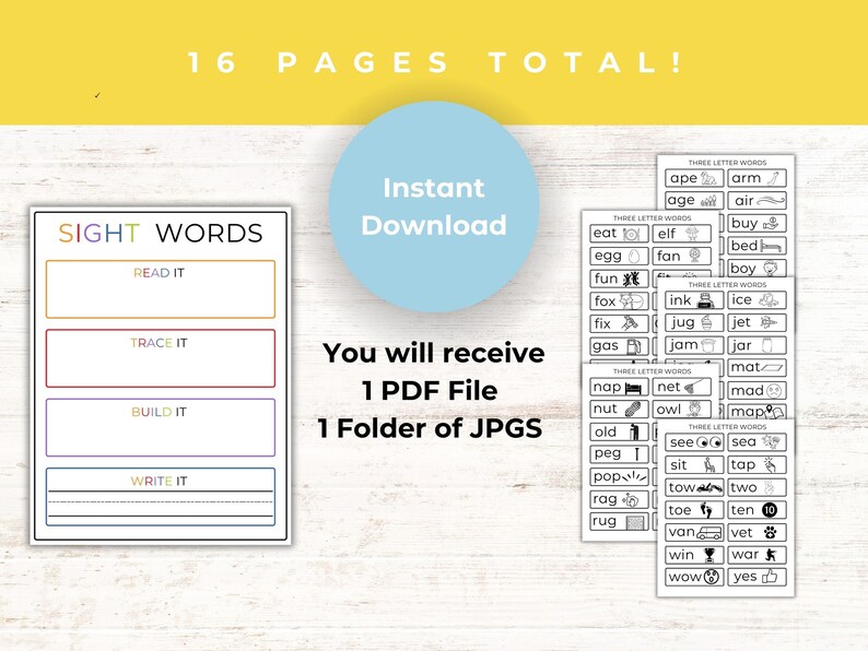 Printable Sight Words: Fry's 100 List, Read Trace Build Write (PDF) - Etsy