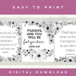 Forgiveness Bible Verse Coloring Pages: Adult Scripture (PDF) - Etsy