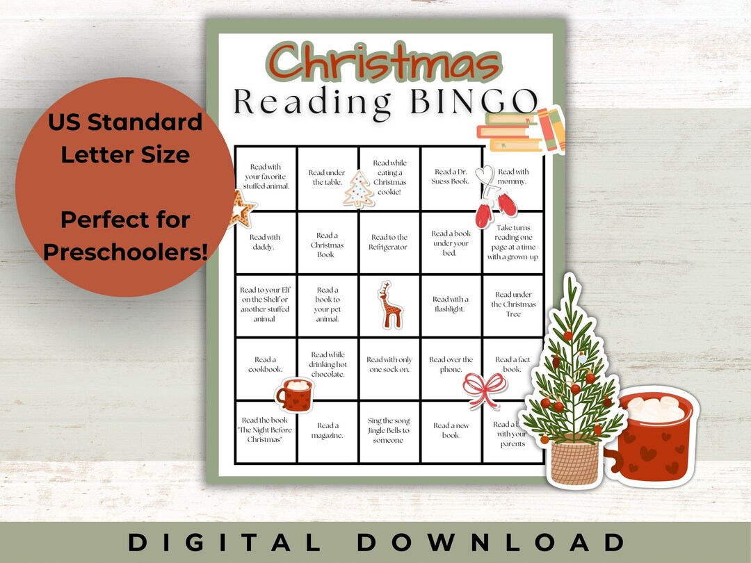 Christmas Reading Bingo | Preschool Reading Challenge | - Etsy