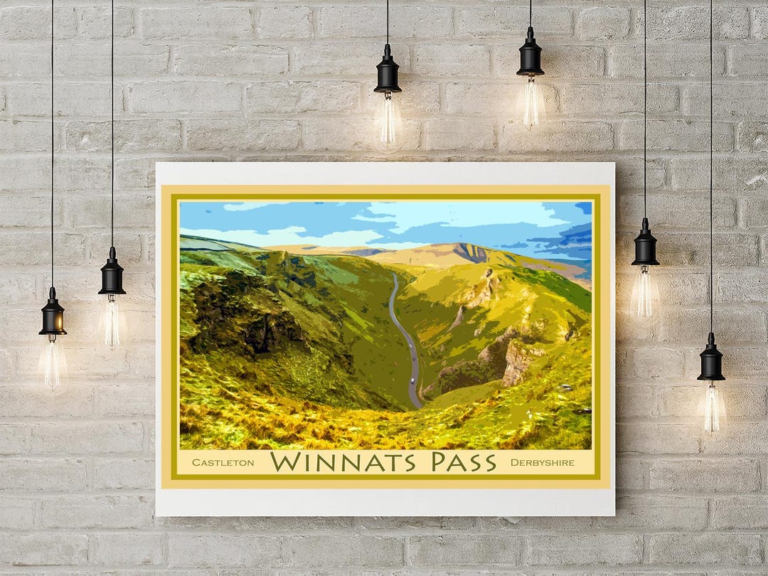 Winnats Pass, Castleton. A3 Retro Style Print, Peak District, Art Print ...