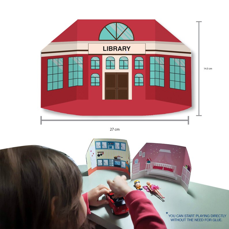Paper Dollhouse, Library Background Scenes, Printable Activity Sheets ...