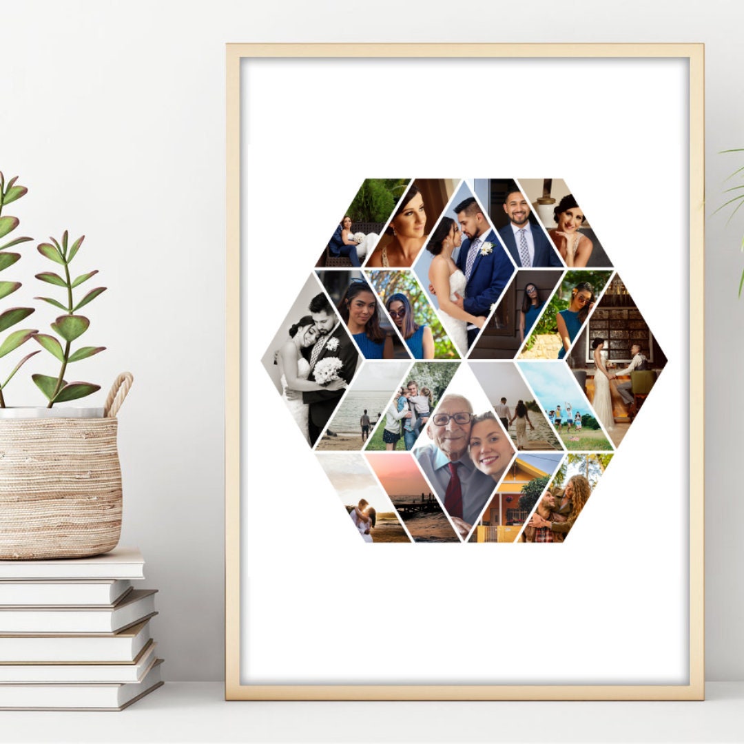 Hexagon Gift Customisable Hexagon Photo Collage Special - Etsy