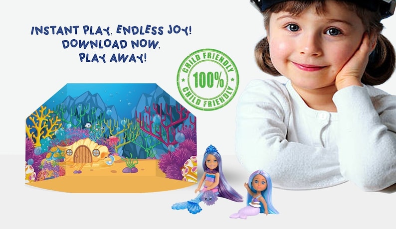 Paper Dollhouse, Mermaid House Background Scenes, Printable Activity ...