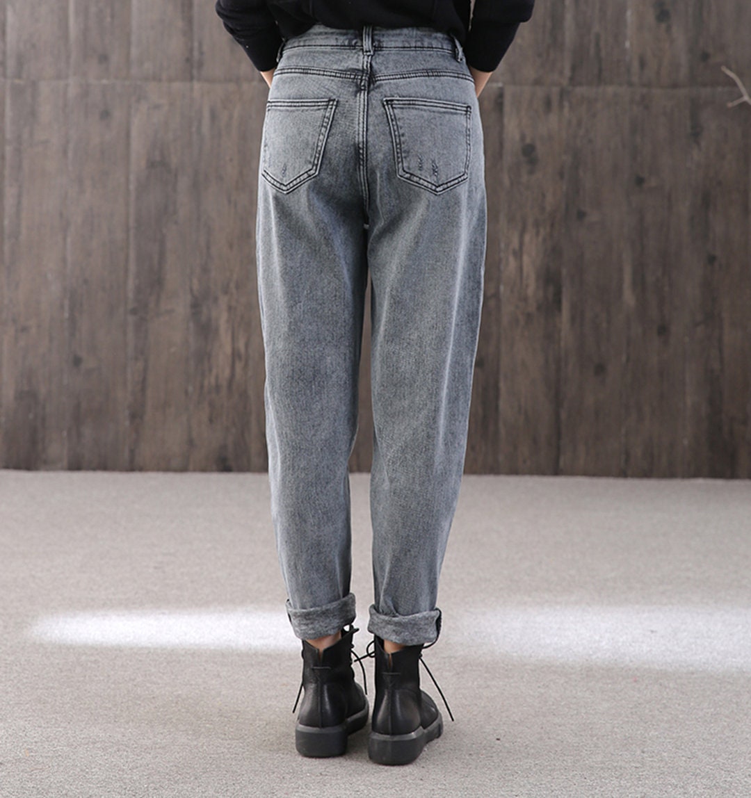 Winter Retro High-rise Casual Jeans Long Plus Velvet Warm | Etsy