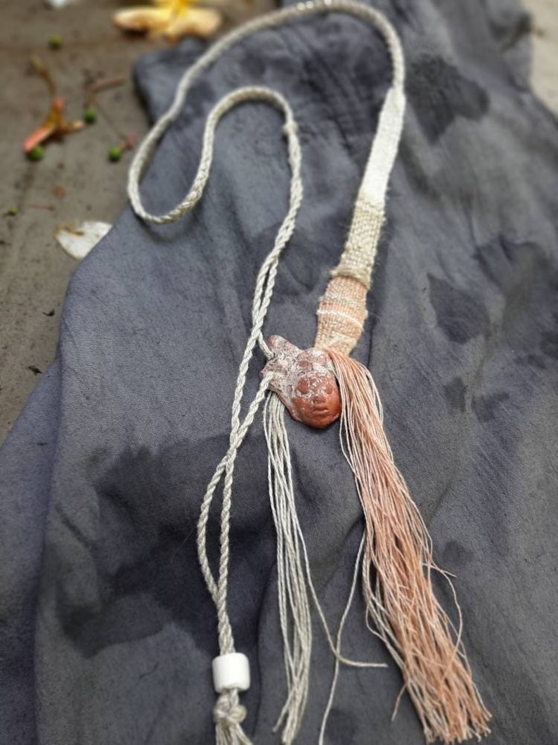 Mother Earth Amulet Made of Avocado Dyed Linen, Magical Jewelry for a ...