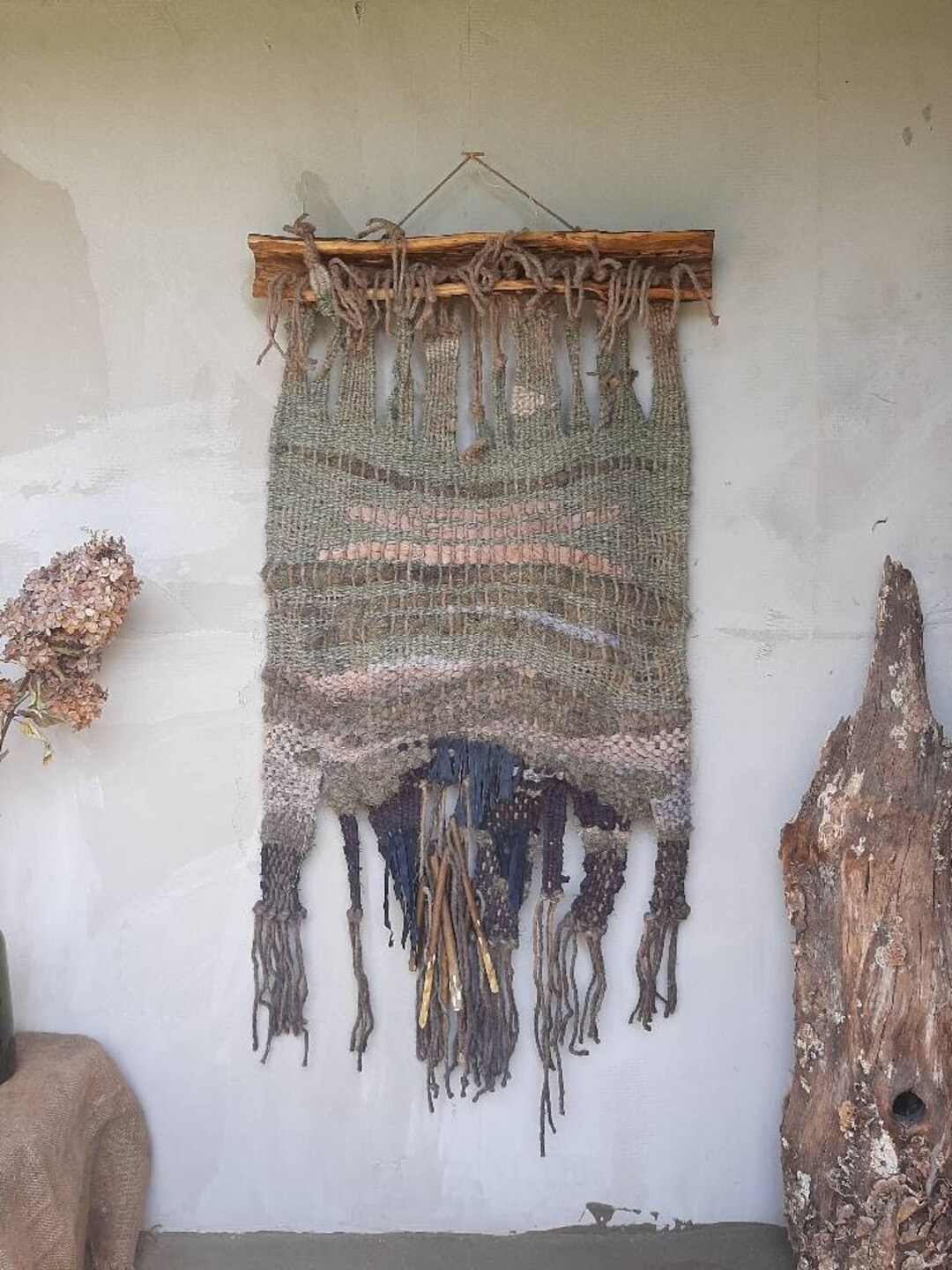 Unique Weaving Art in an Interesting Shape, Made of Organic Materials, Art Tapestry, Fiber Art ...
