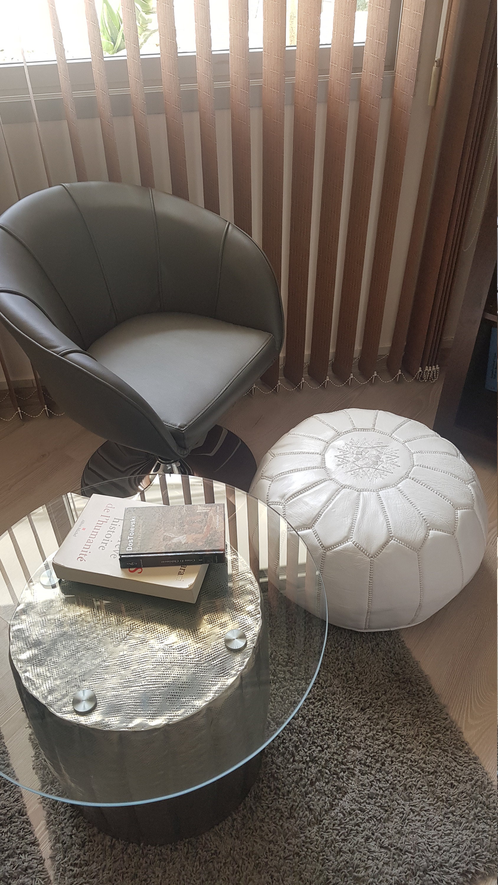 WHITE Handmade Moroccan Leather pouf / Footstool berber | Etsy