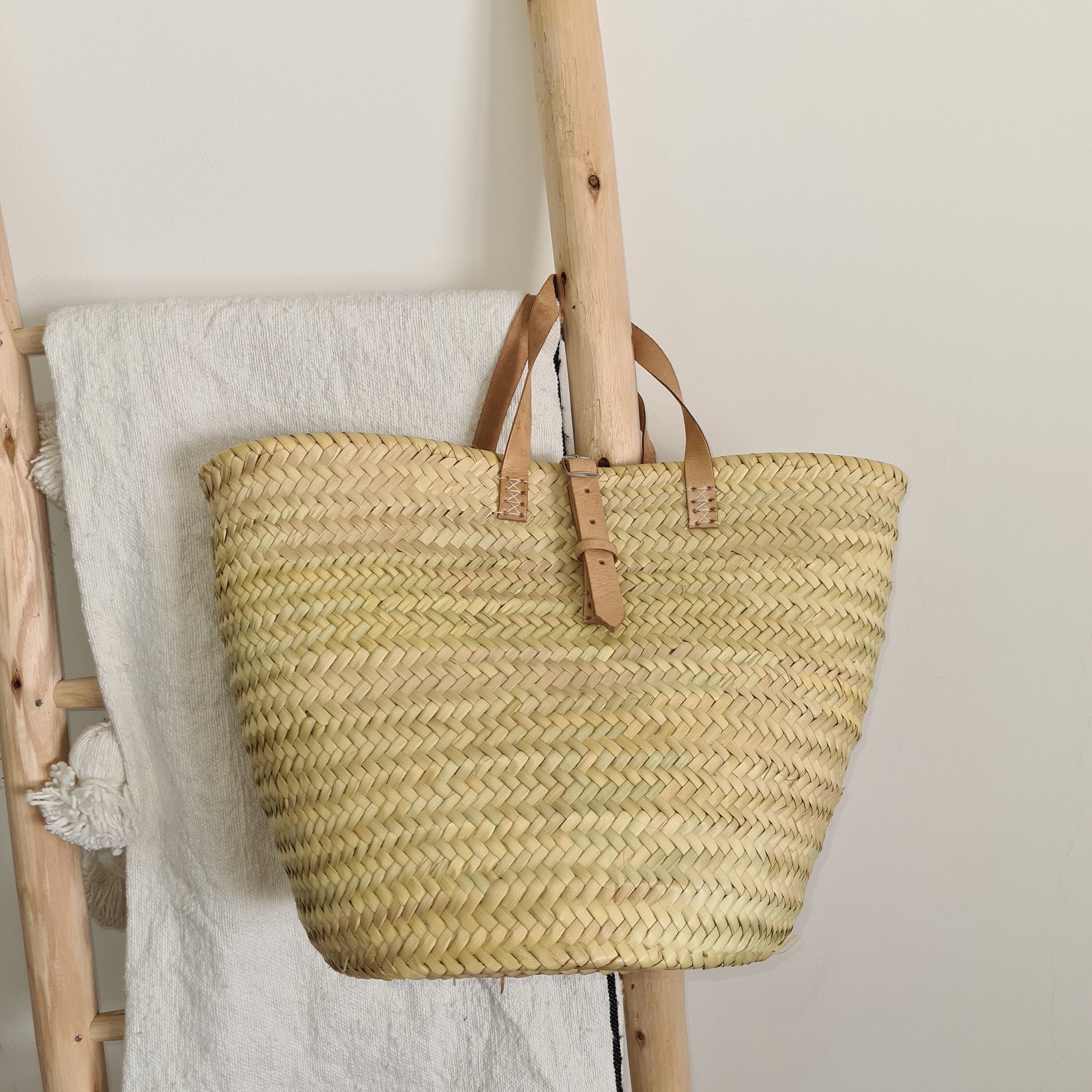 Marokkanischer Korb mit Ledergriffen Marktkorb Strandtasche | Etsy